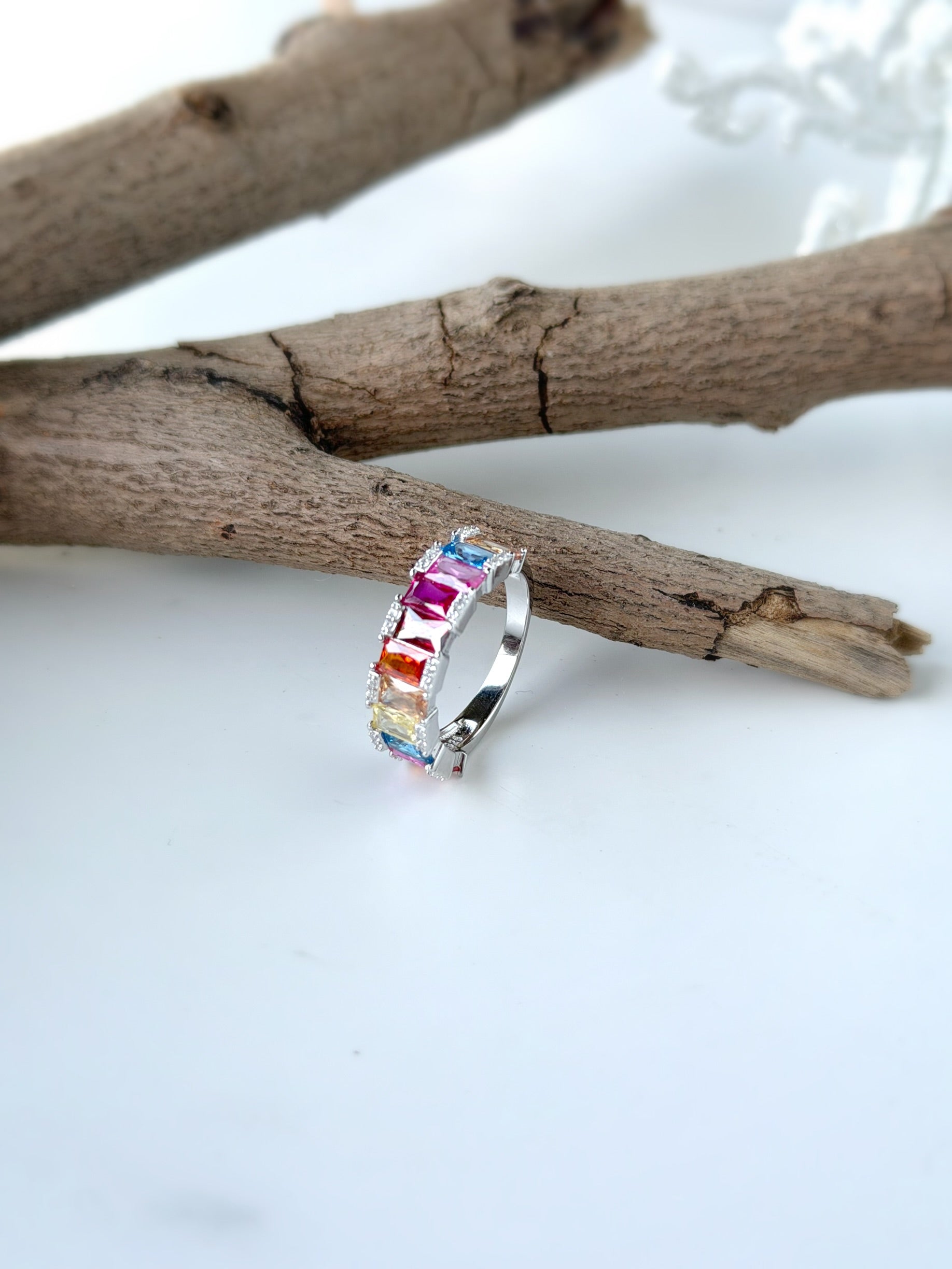 Coloured Square Stone Ring – Azalea Silver Jewelry