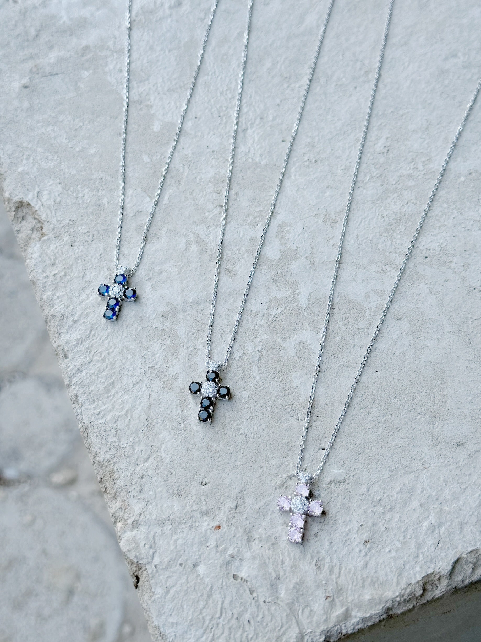 Cross Design Necklace Available In Black & Pink Color – Azalea Silver ...